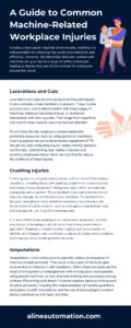 A Guide to Common Machine-Related Workplace Injuries